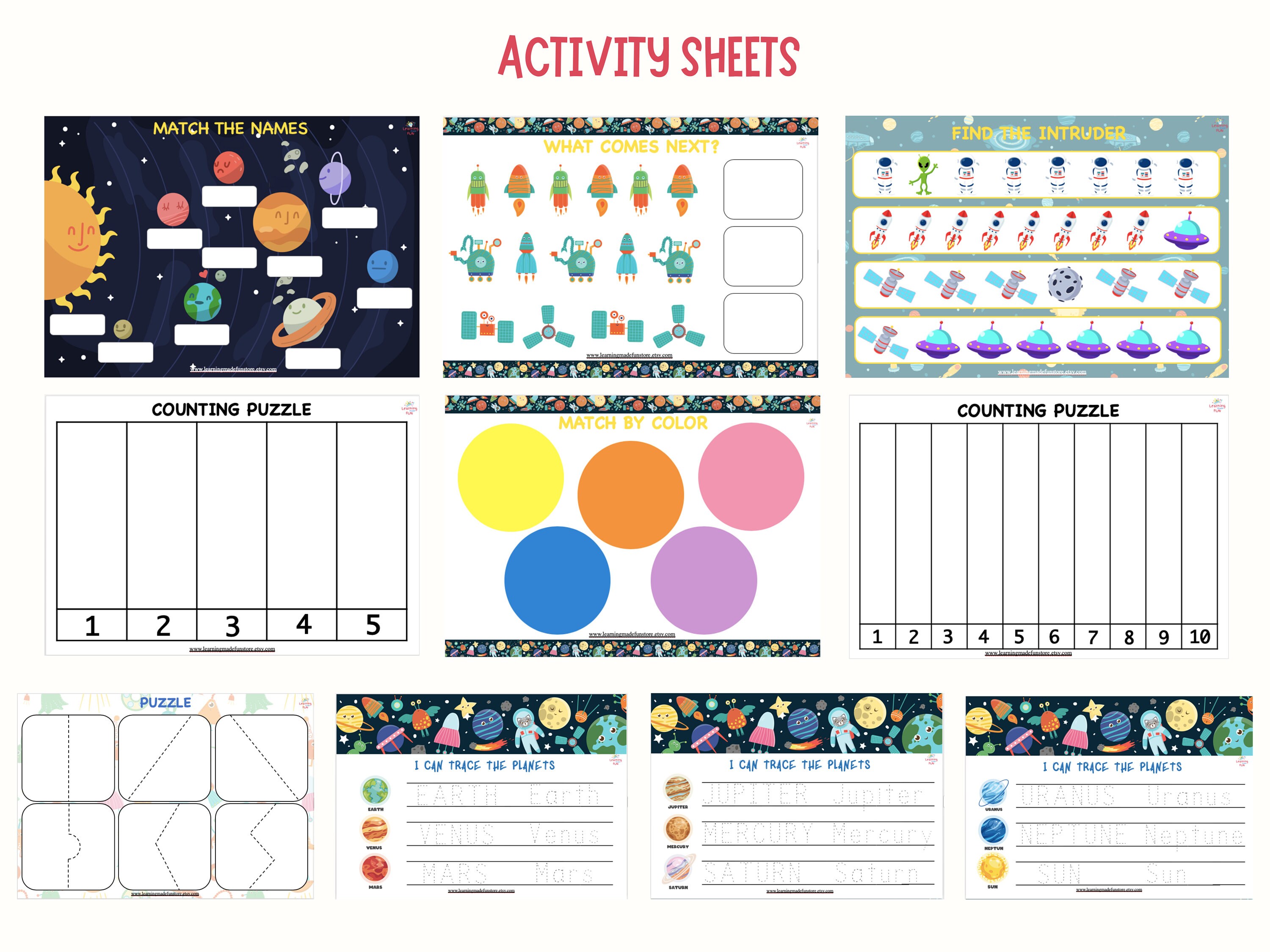 Solar System Busy Book: Preschool Learning Activities (PDF Pattern) - Etsy