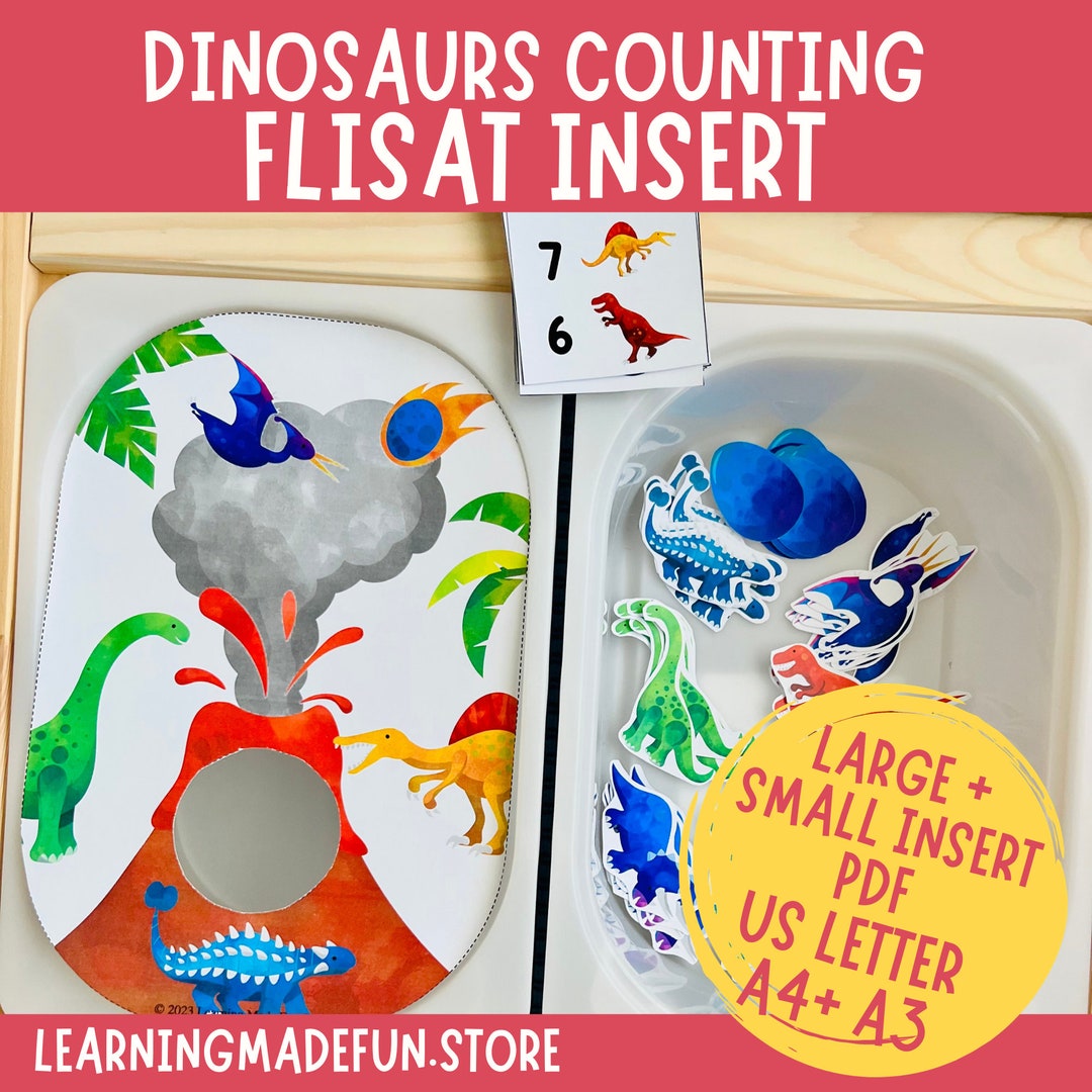 Dinosaurs Counting Printable Flisat Insert, Trofast Insert, Preschool ...