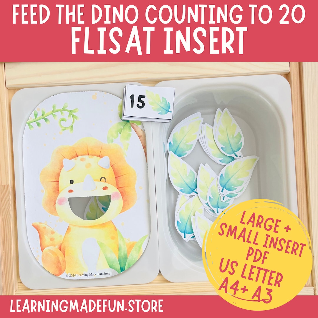 Feed the Dino Flisat Insert, Dinosaur Counting Activity, Printable ...