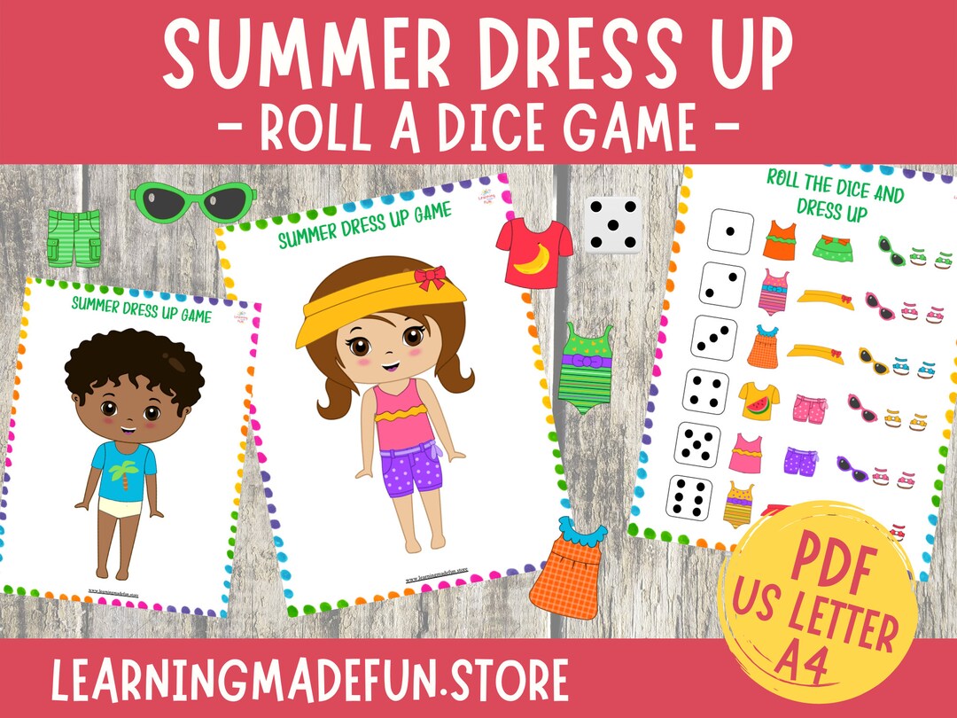 Summer Dress up Game: Paper Doll Clothing, Roll Dice Activity (PDF) - Etsy