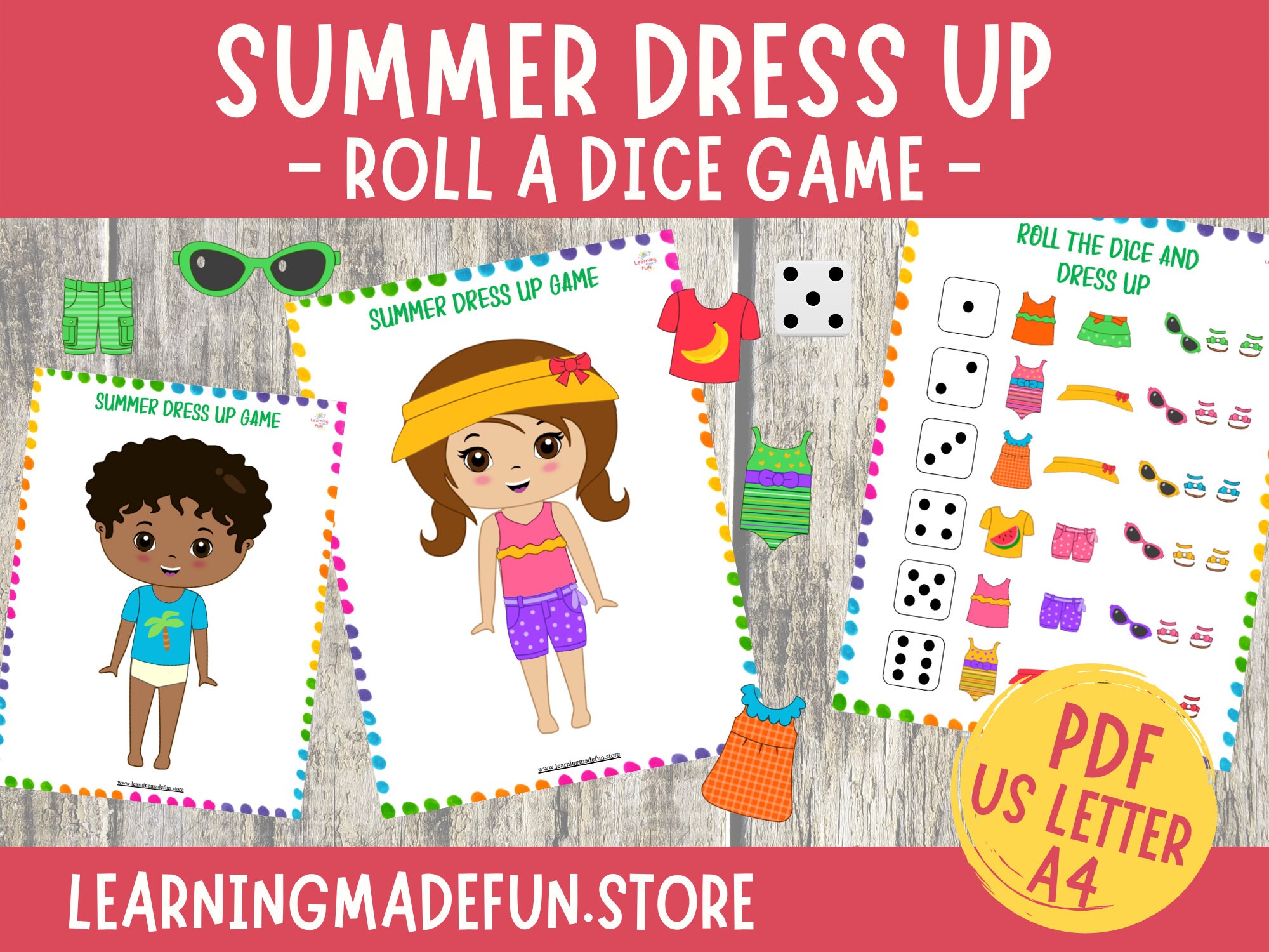 Summer Dress up Game Paper Doll Clothing Roll Dice Game - Etsy