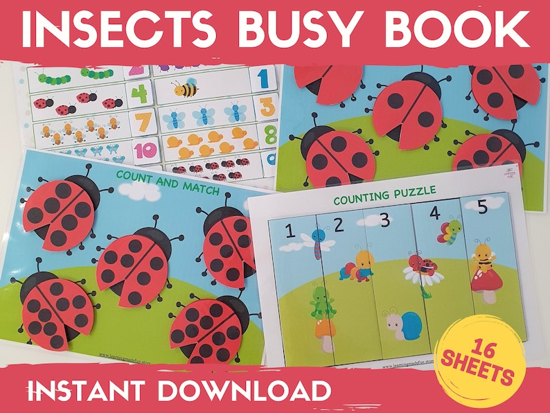 Toddler Busy Book Insects Learning Binder Toddler Learning | Etsy