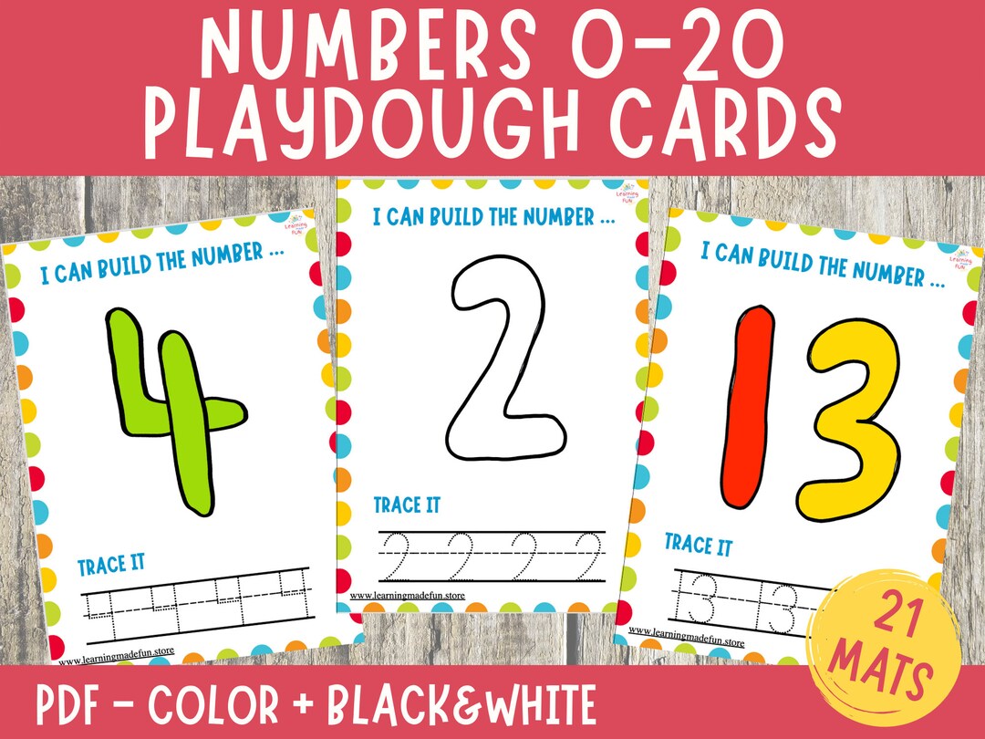 Numbers 0-20 Play Dough Mats, Printable Play Doh Toddler Activities ...