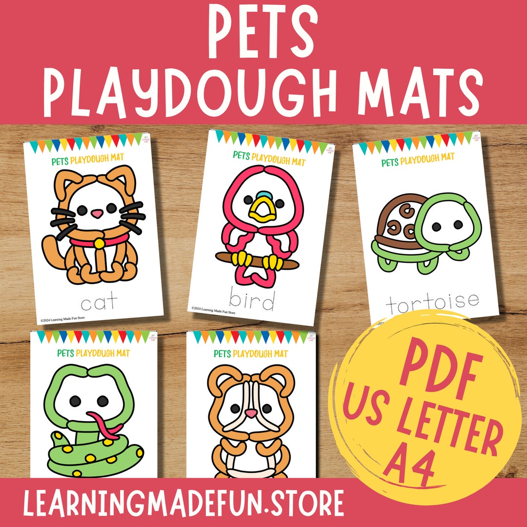 Pets Play Doh Mats Visual Cards, Printable Play Dough Toddler ...