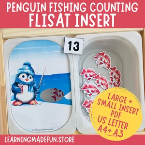 Penguin Fishing Counting to 20, Printable Flisat Insert, Trofast Insert ...