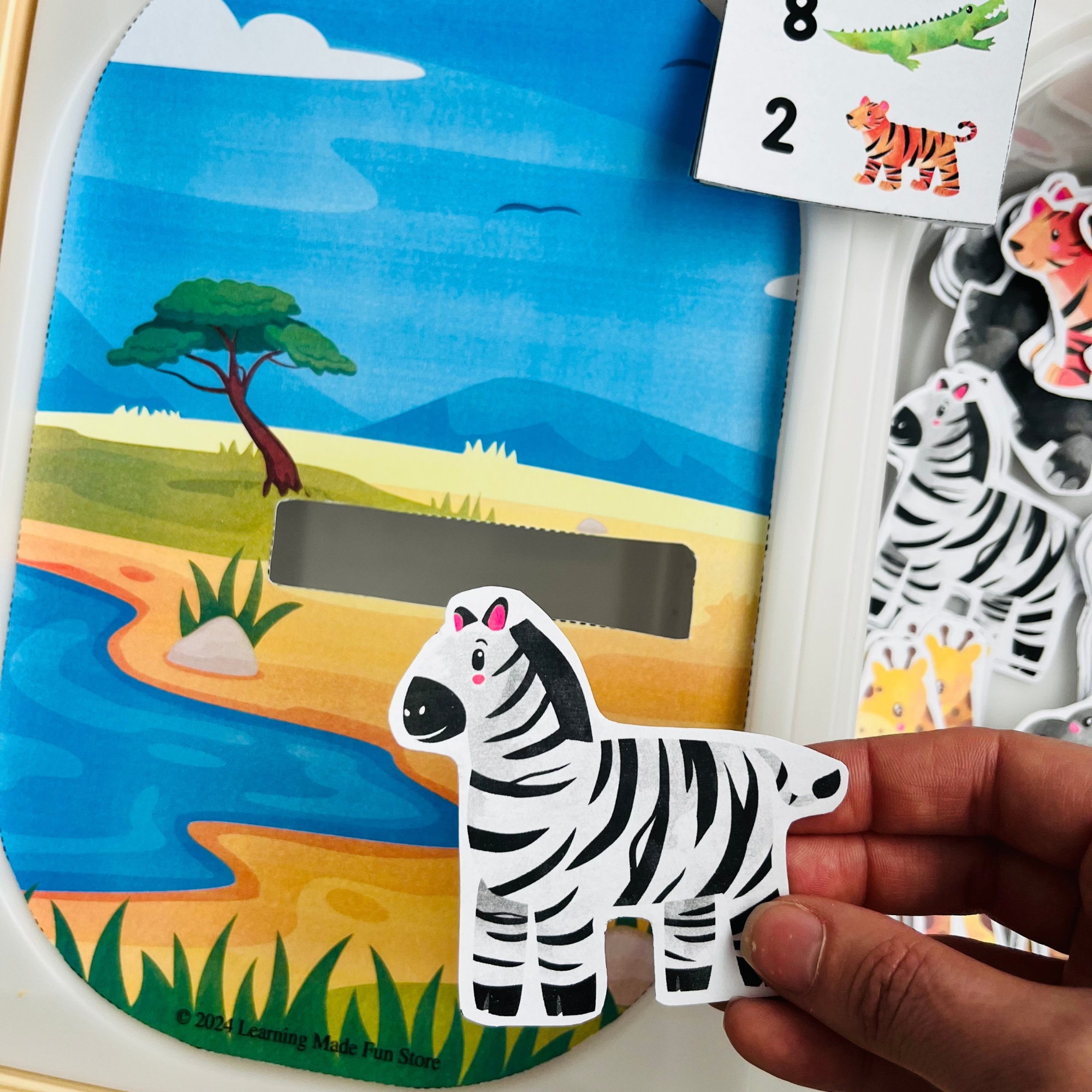 Safari Animals Counting Flisat Insert, Preschool Learning (digital ...