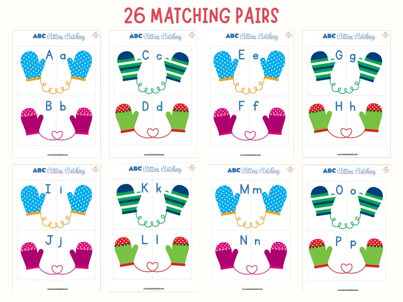 ABC Mittens Matching Game: Uppercase Lowercase Letters (digital ...