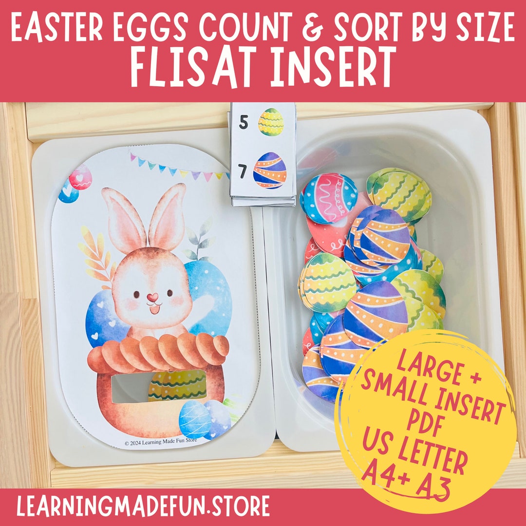 Easter Eggs Count and Sort by Size, Printable Flisat Insert, Trofast ...