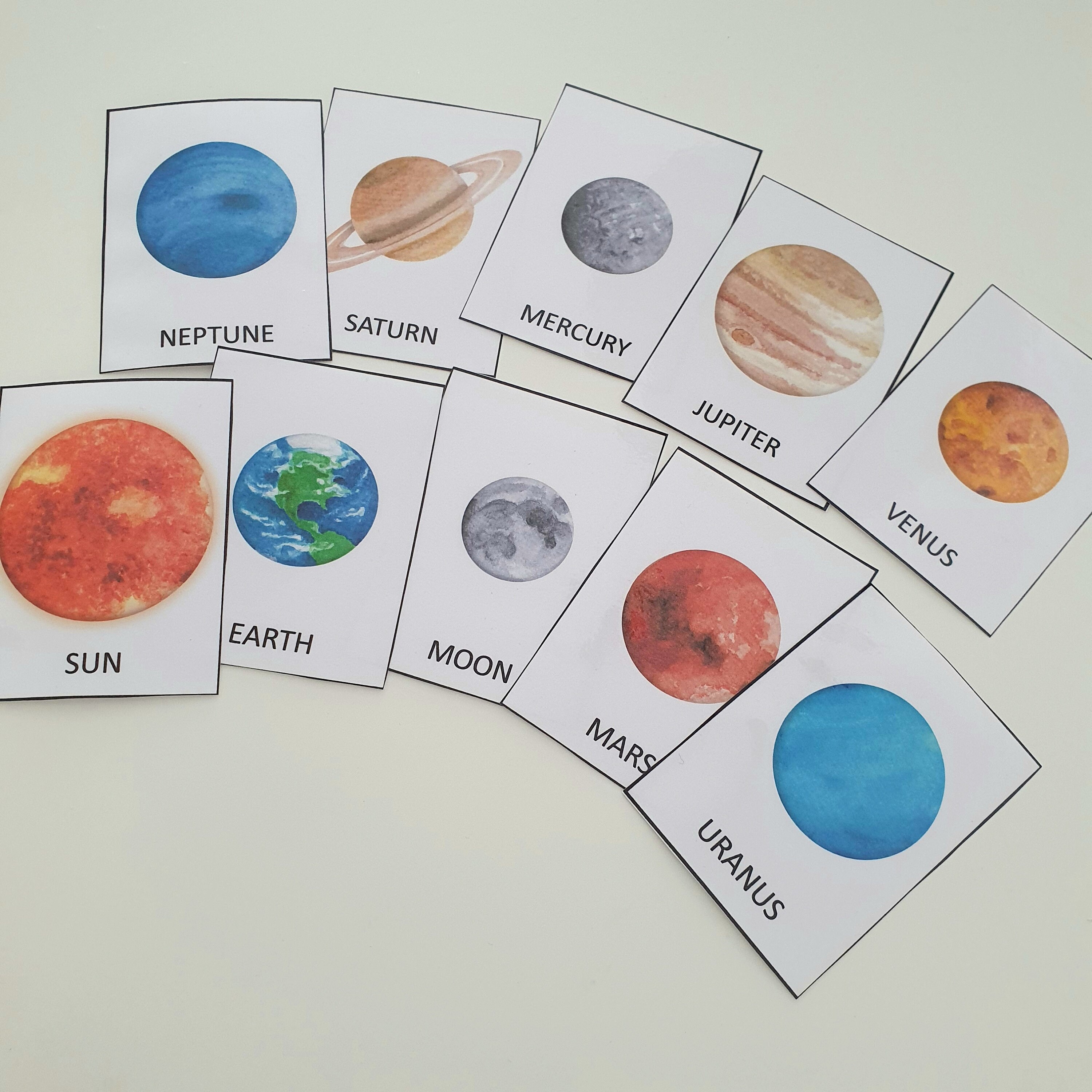 Solar System Montessori Cards Space Flash Cards Three Part | Etsy
