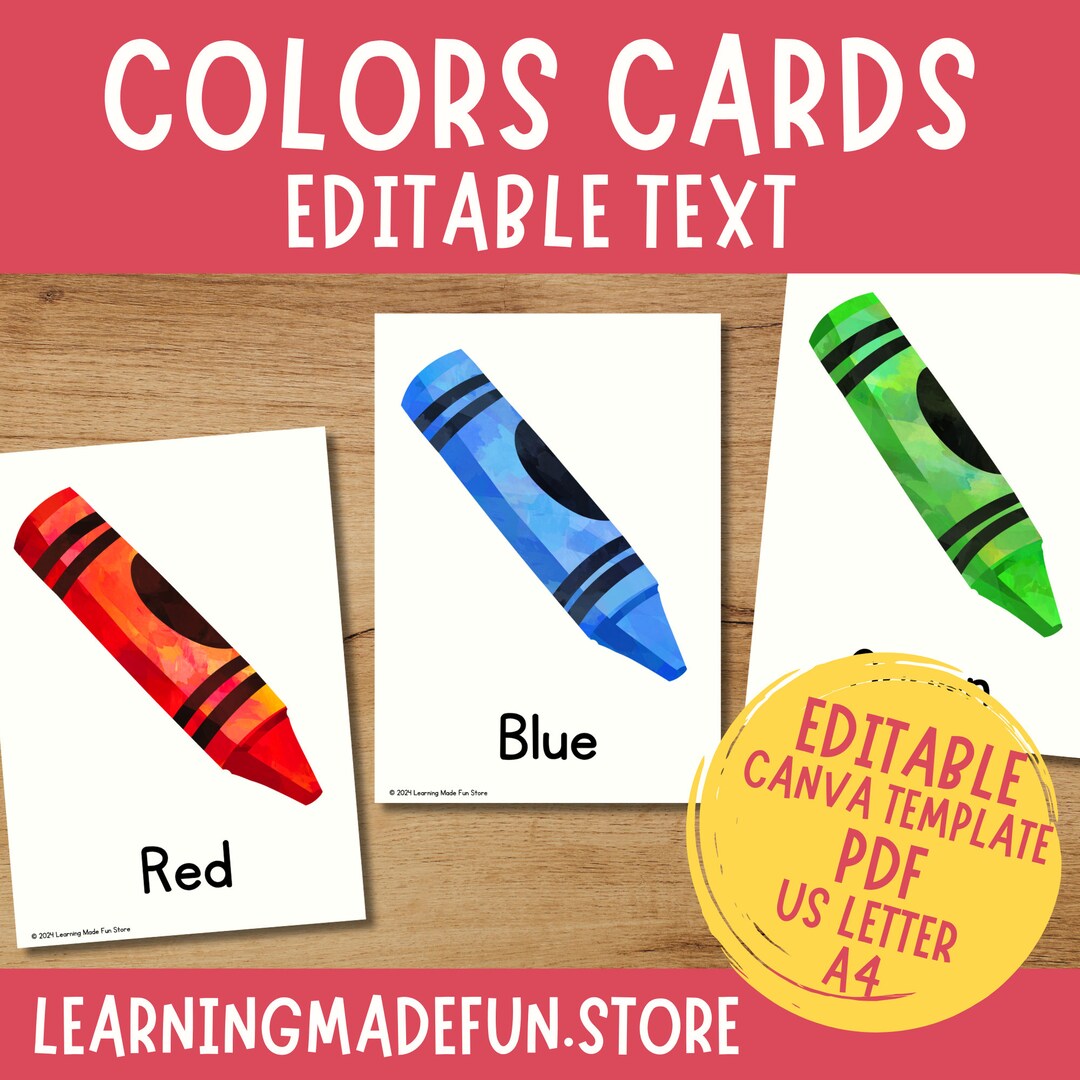 Watercolor Colors Flashcards: Montessori Printable Cards (canva ...