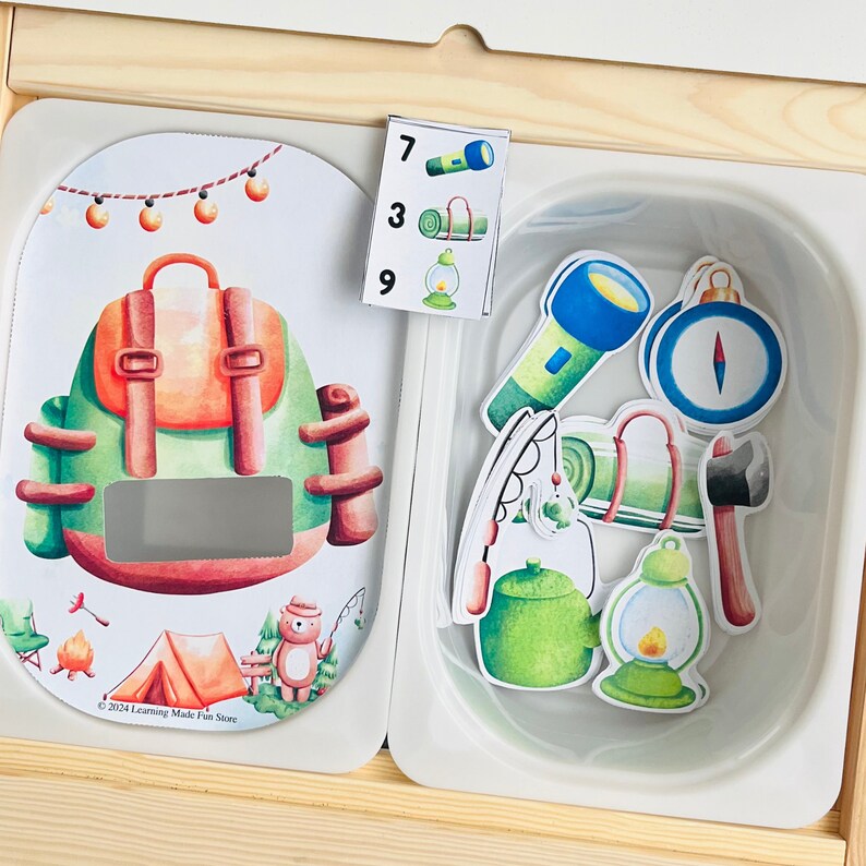 Camping Backpack Counting Flisat Insert, Preschool Pretend Play ...