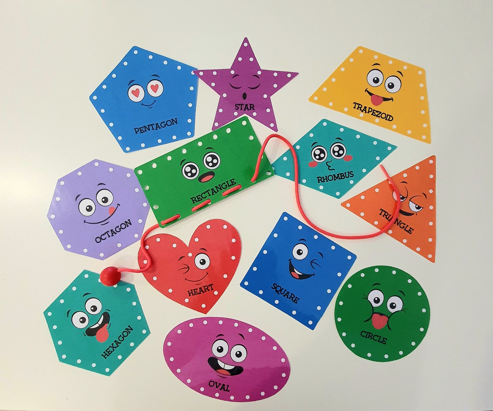 Shapes Printable Lacing Cards Toddler Fine Motor Skill - Etsy