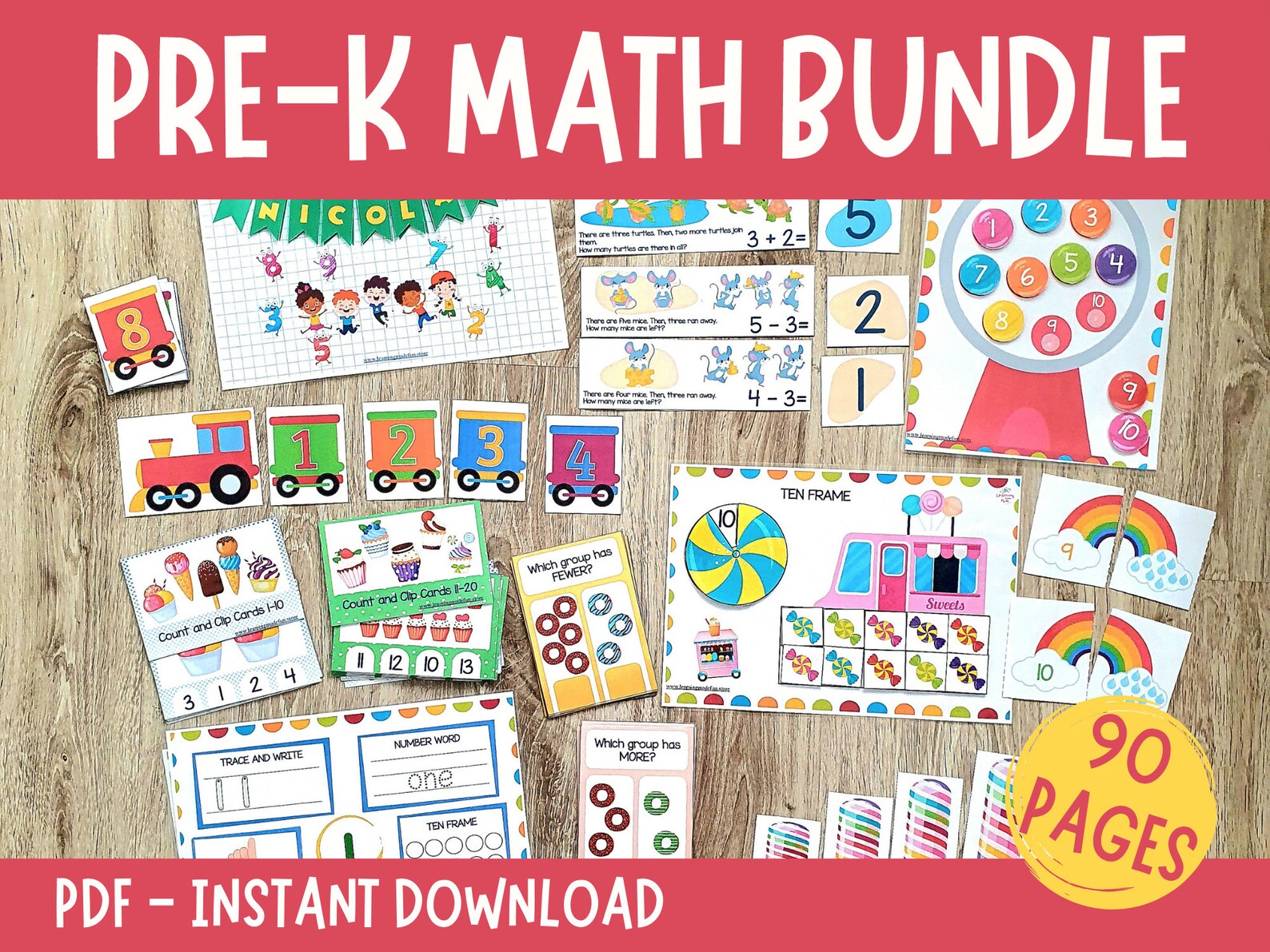 Pre-k Math Bundle Prek Learning Binder Preschool Math | Etsy