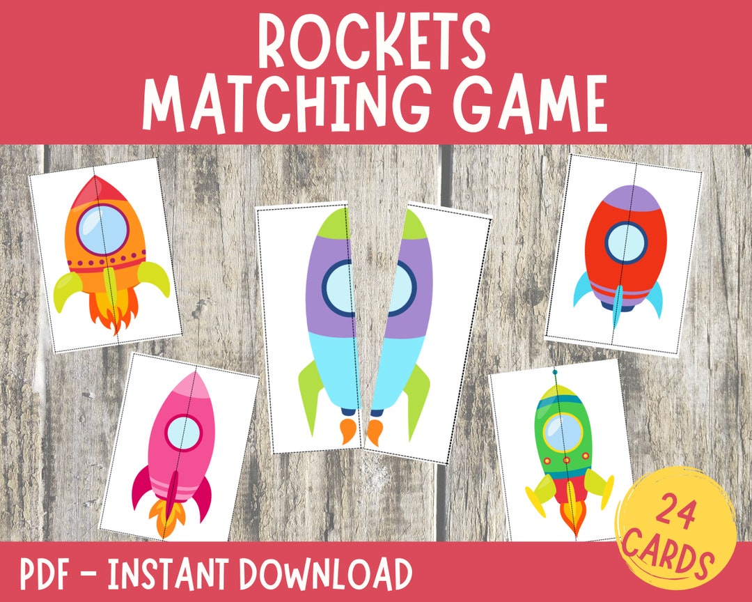 Space Rocket Matching Game: Preschool Learning Activity (digital ...
