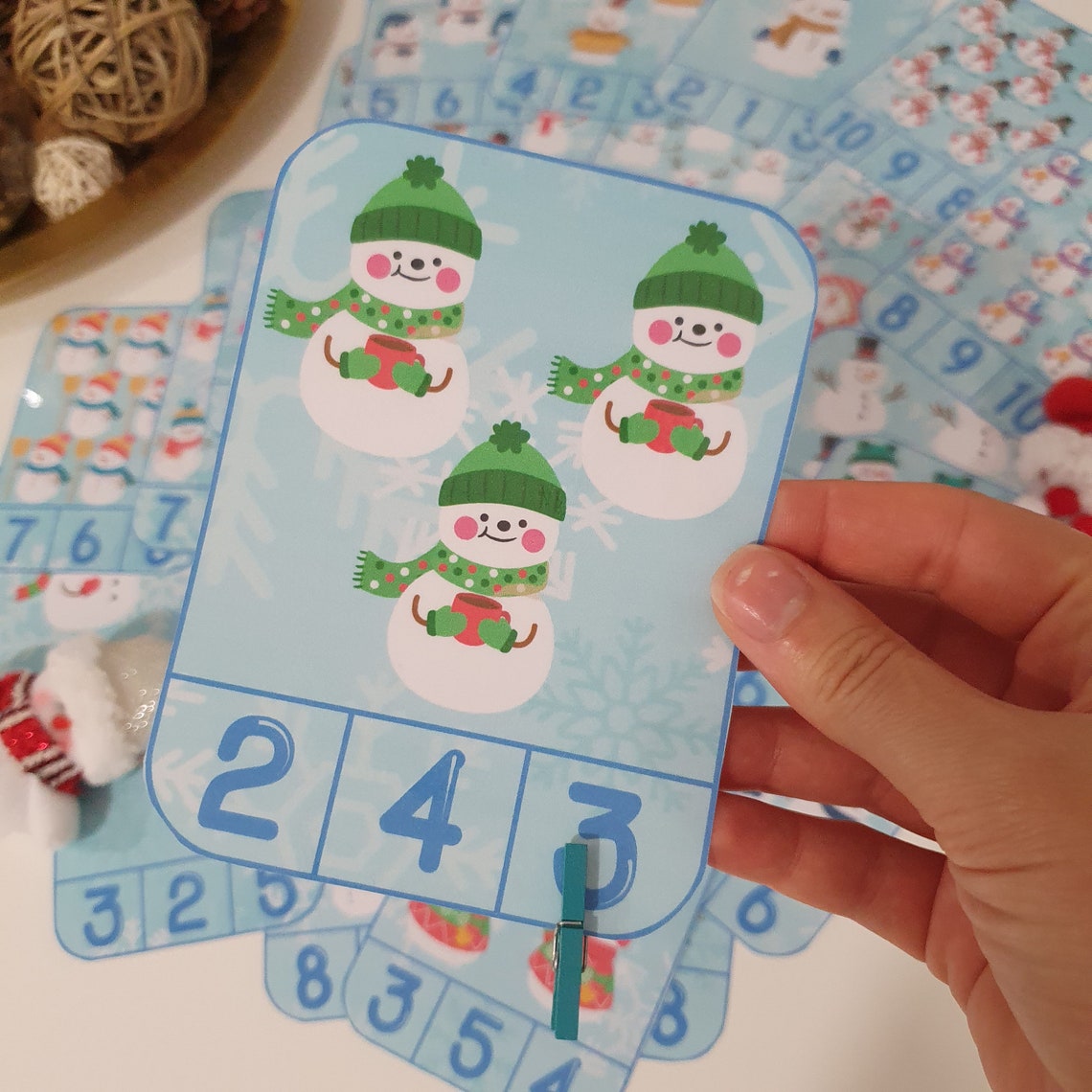 Winter Count Clip Cards Numbers 1-10 Count and Clip Activity | Etsy