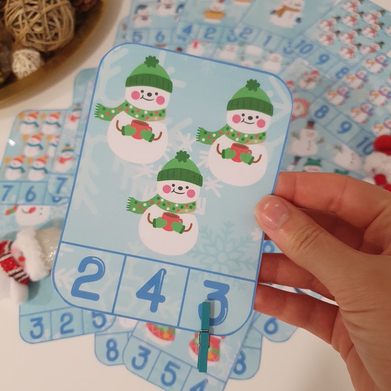 Winter Count Clip Cards Numbers 1-10 Count and Clip Activity | Etsy