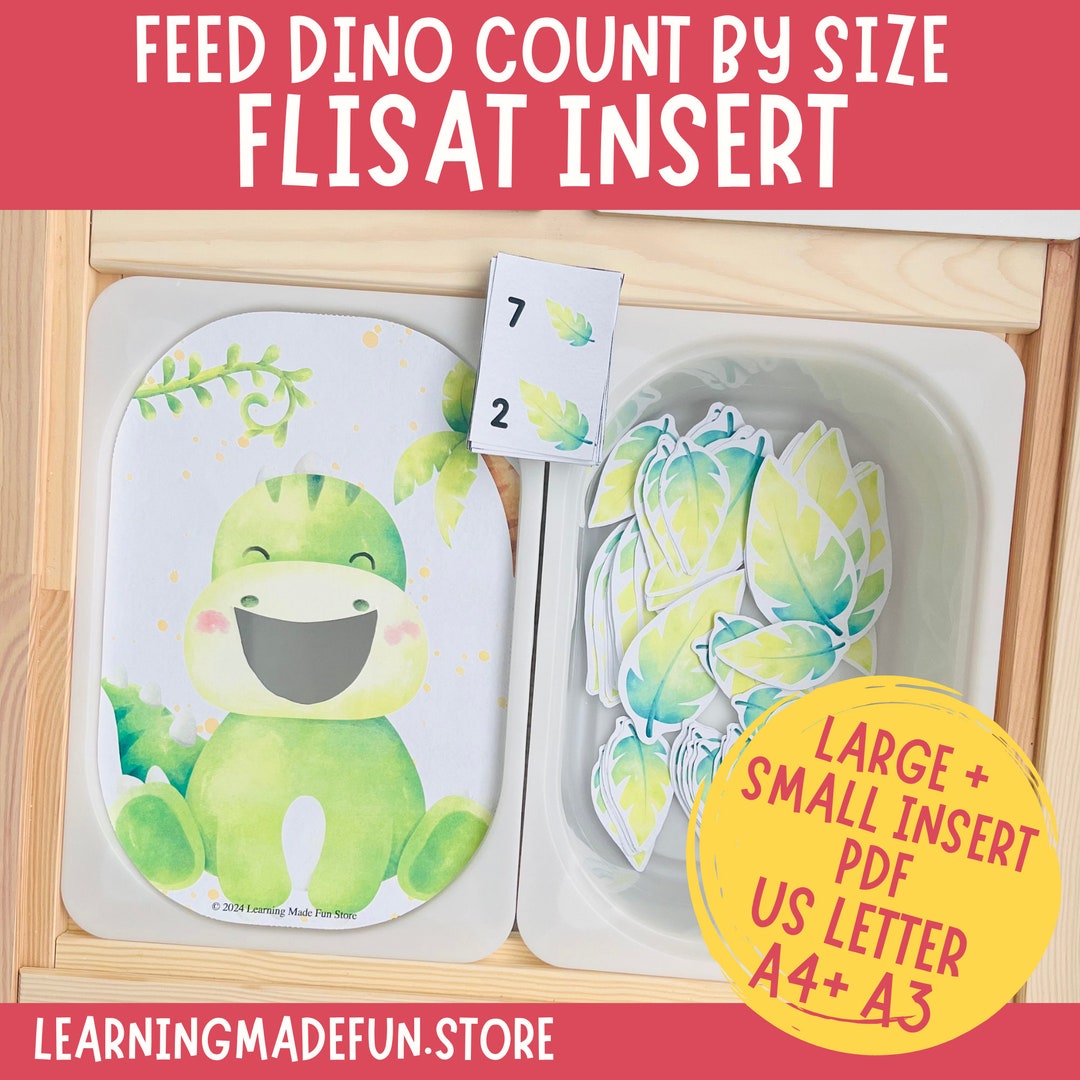 Feed Dino Count by Size, Printable Flisat Insert, Trofast Insert ...