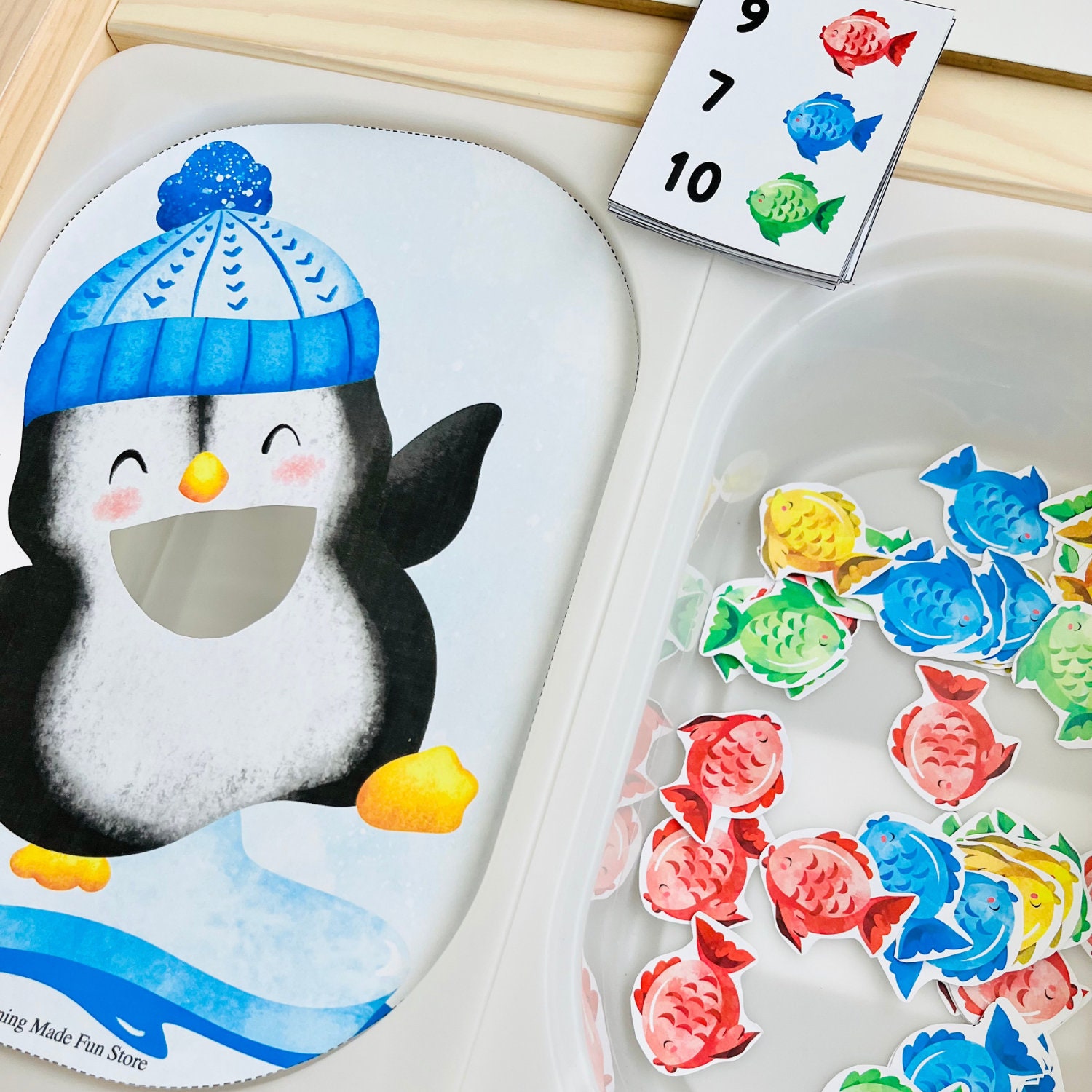 Feed the Penguin Counting Flisat Insert, Preschool Learning (digital ...