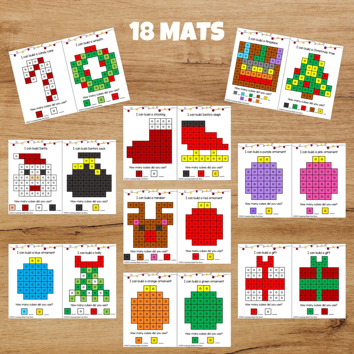 Christmas Snap Cube Mats | Preschool & Kindergarten Math Centers ...