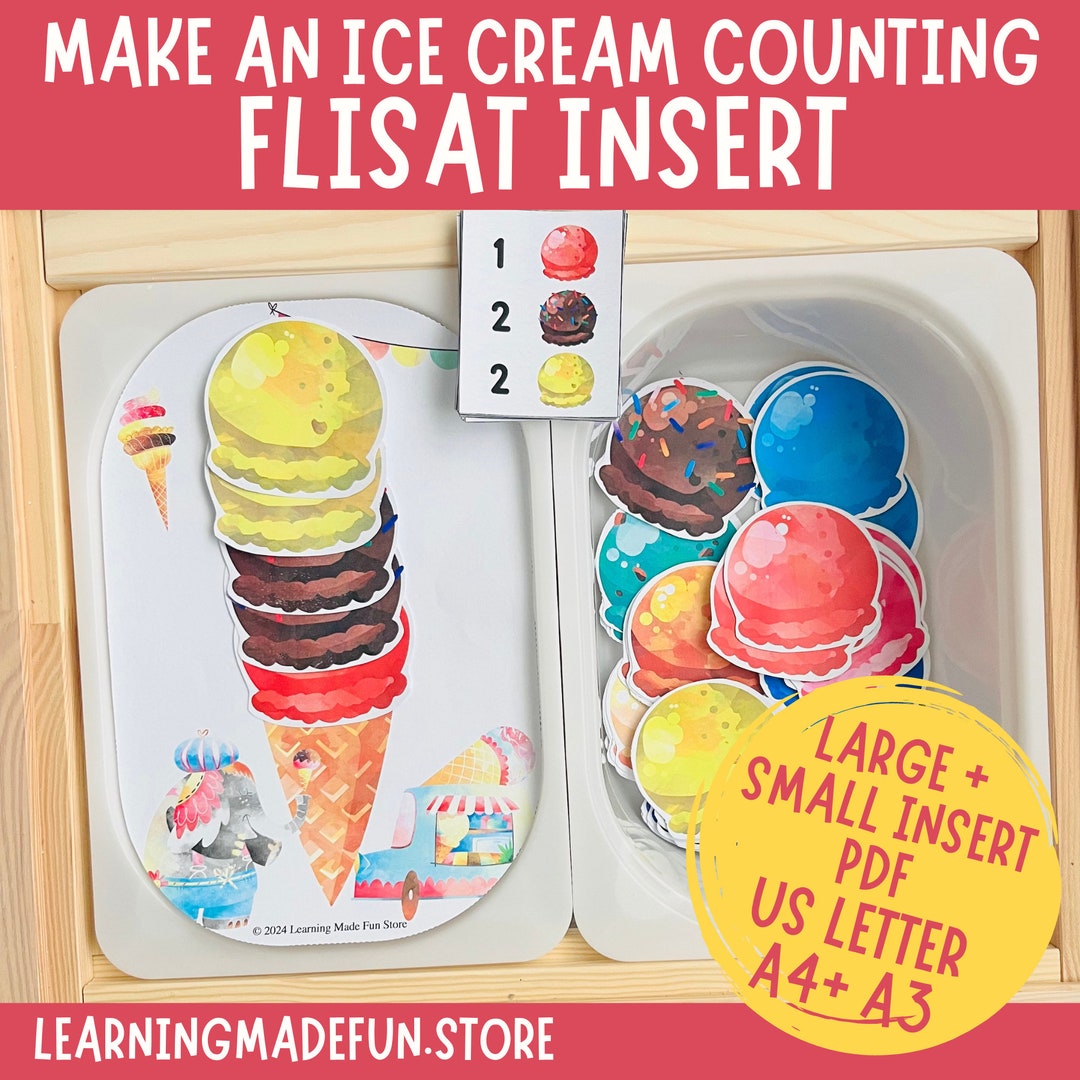Make an Ice Cream Counting, Printable Flisat Insert, Trofast Insert ...
