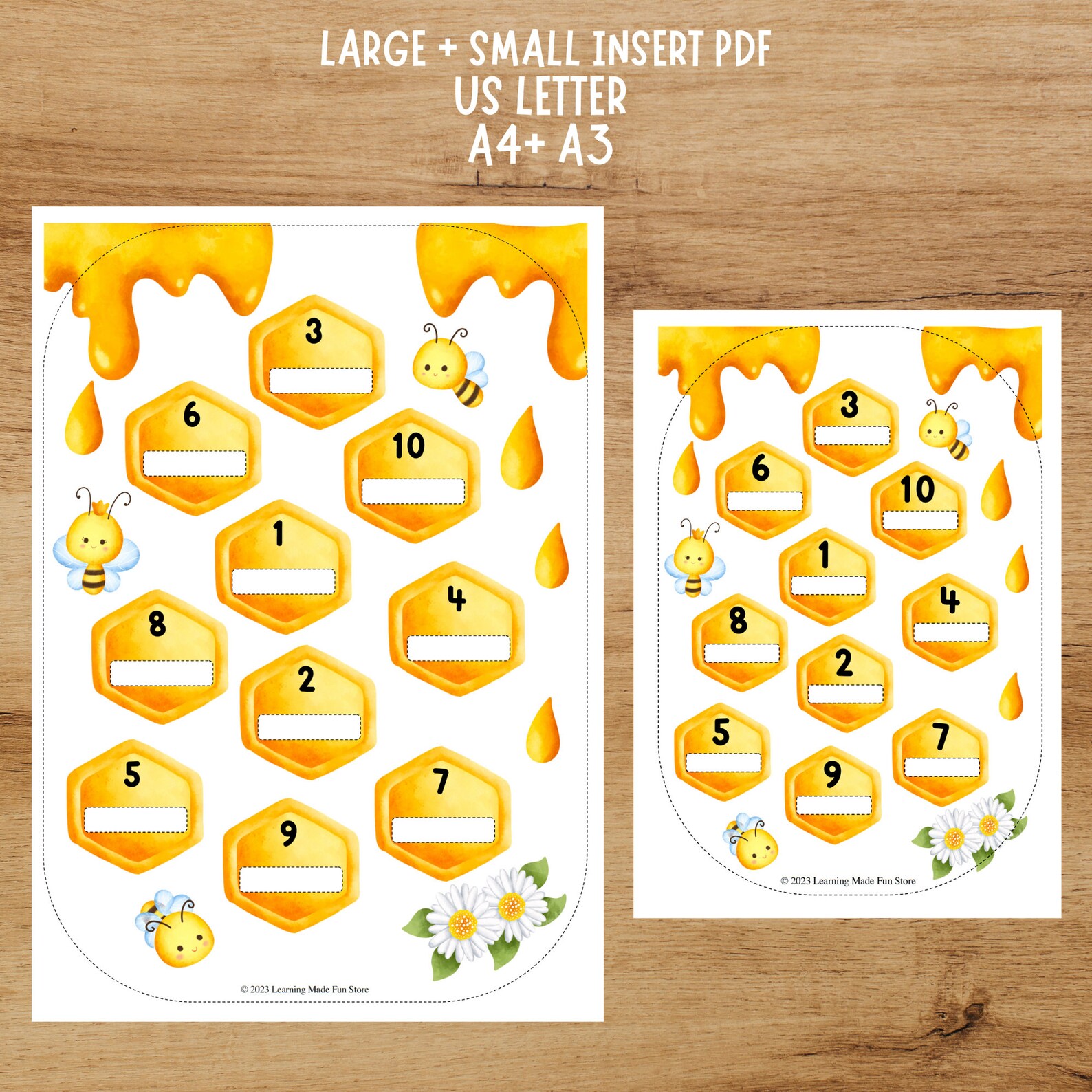 Bees Counting Flisat Insert, Preschool Sensory Play (digital Download ...