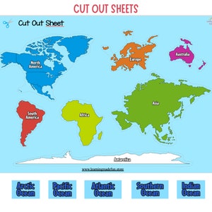 Continents Matching Activity, World Map Printable, Continents of the ...