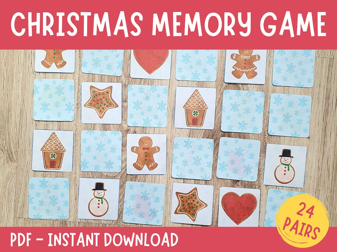 Christmas Memory Game: Gingerbread & Gnomes Matching (PDF Download) - Etsy