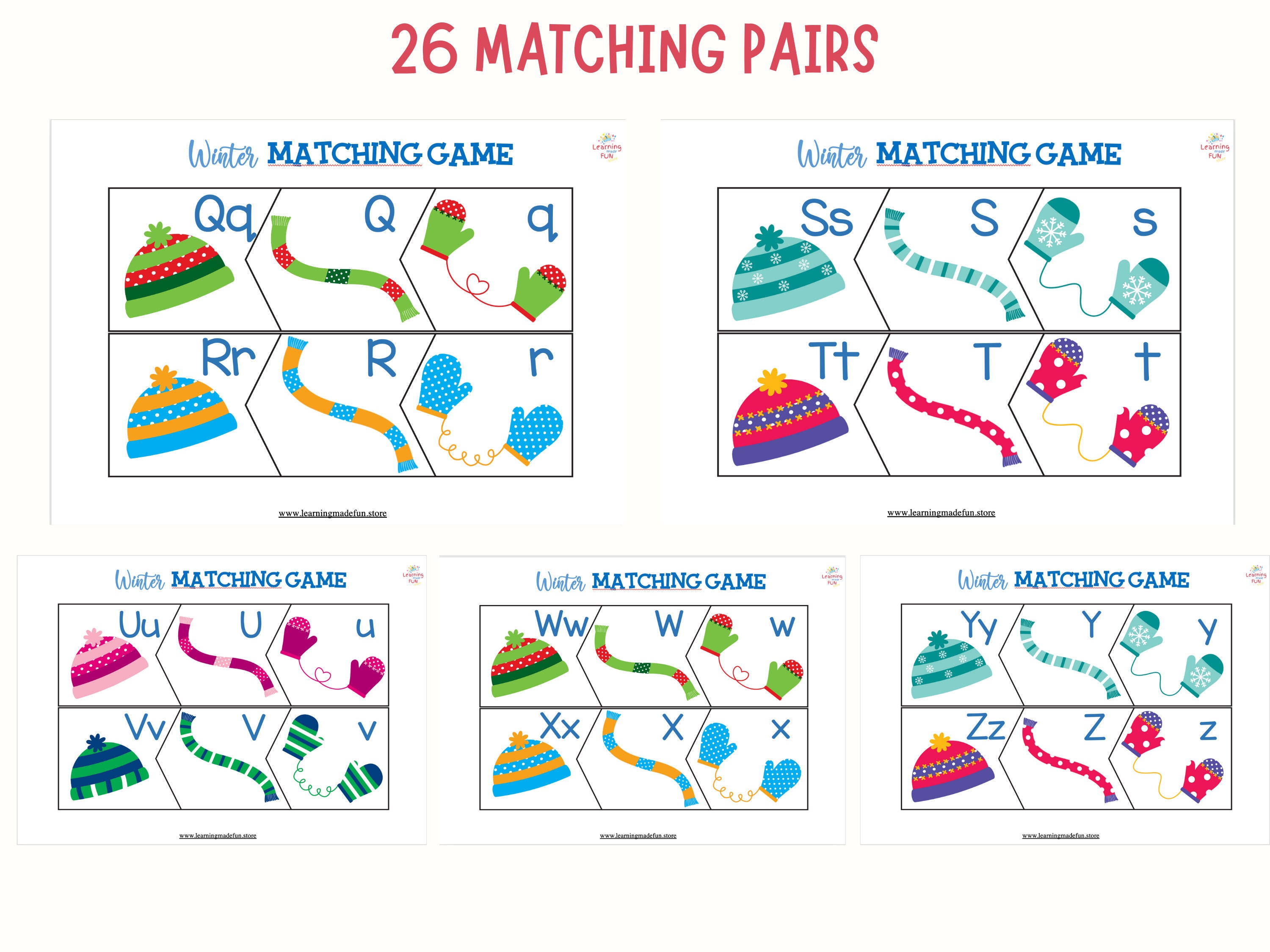 Winter Alphabet Matching Game Uppercase Lowercase Match ABC - Etsy