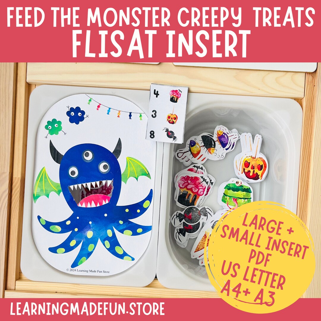 Feed Halloween Monster Counting, Printable Flisat Insert, Trofast ...