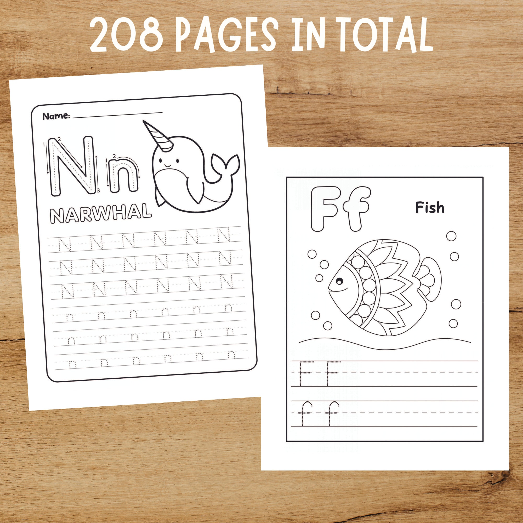 Alphabet Worksheets: Letter Tracing & Coloring Pages (PDF Download) - Etsy