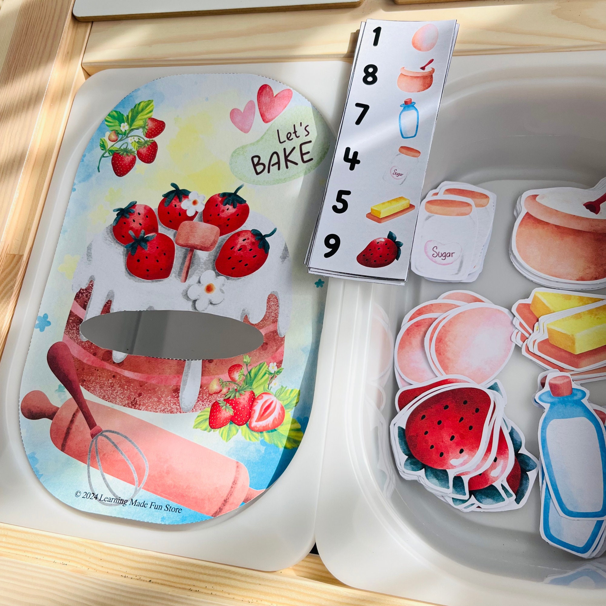 Strawberry Cake Counting, Printable Flisat Insert, Trofast Insert ...