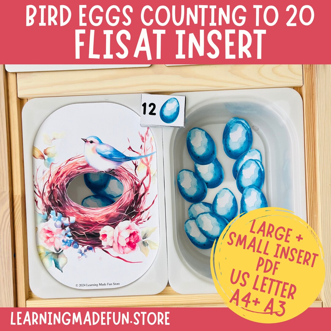 Bird Eggs Counting to 20, Printable Flisat Insert, Trofast Insert ...