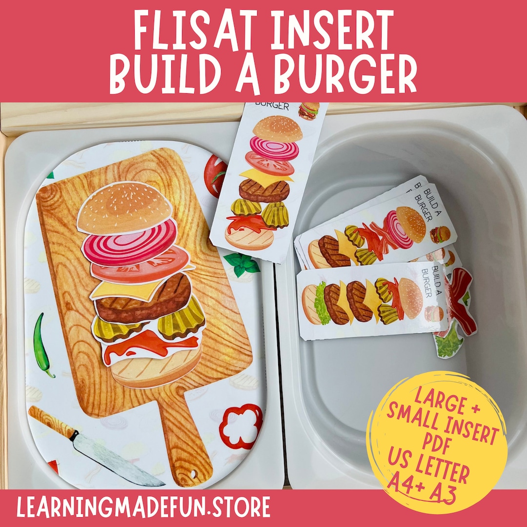 Build a Burger Flisat Insert, Pretend Play Printable (digital Download ...
