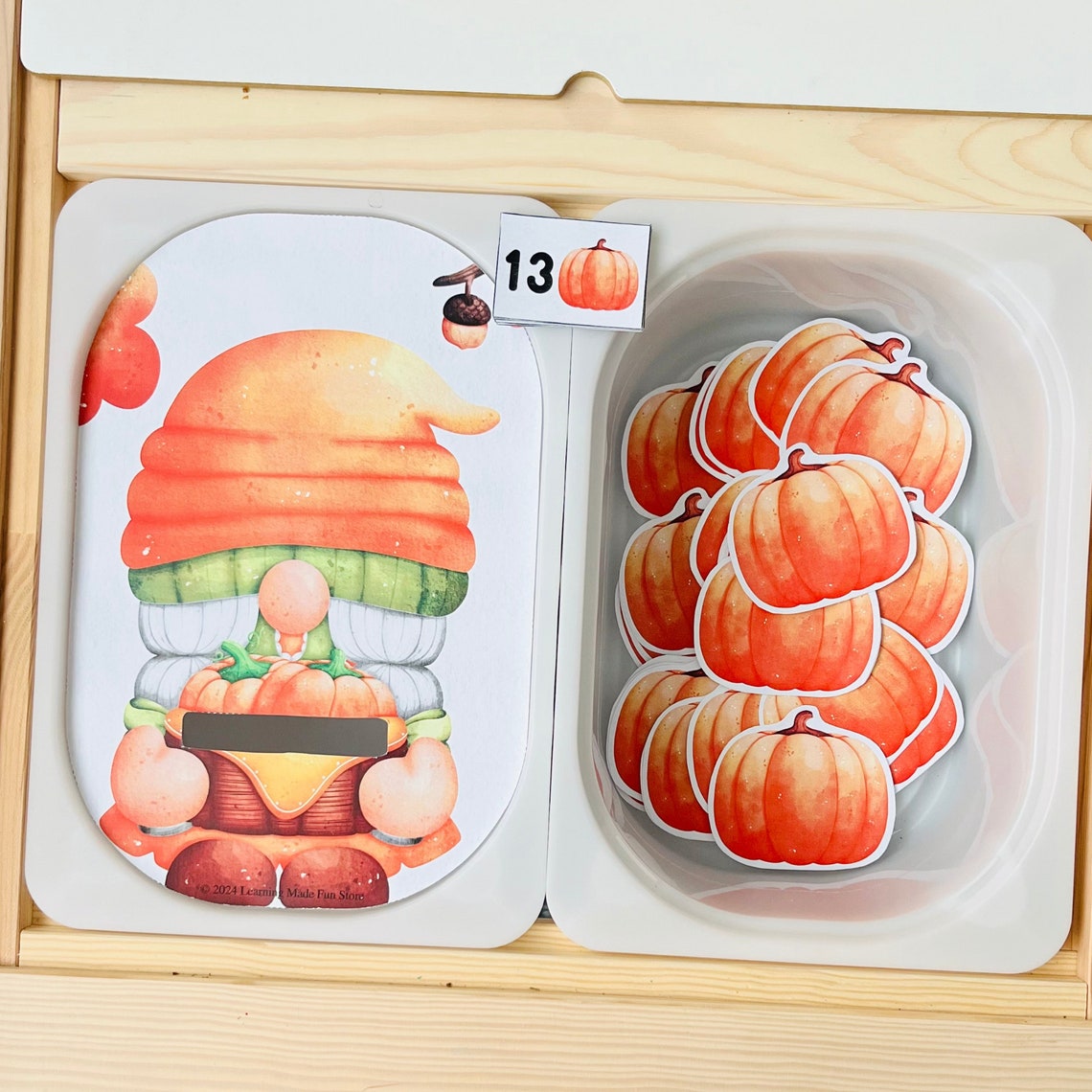 Gnome Pumpkins Counting Flisat Insert, Preschool Printable (digital ...