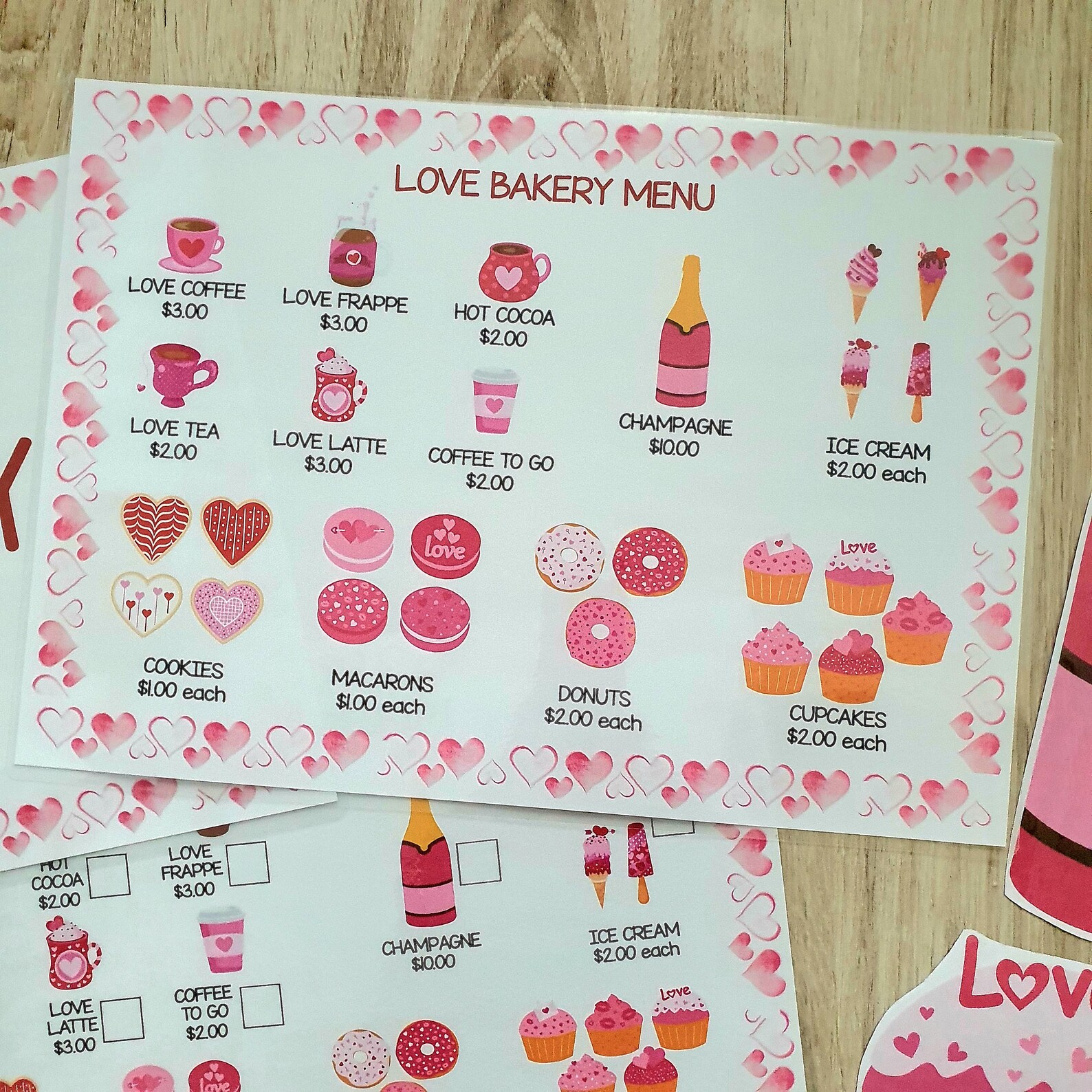 Valentine's Bakery Pretend Play Kit: Printable Learning Activity (PDF ...