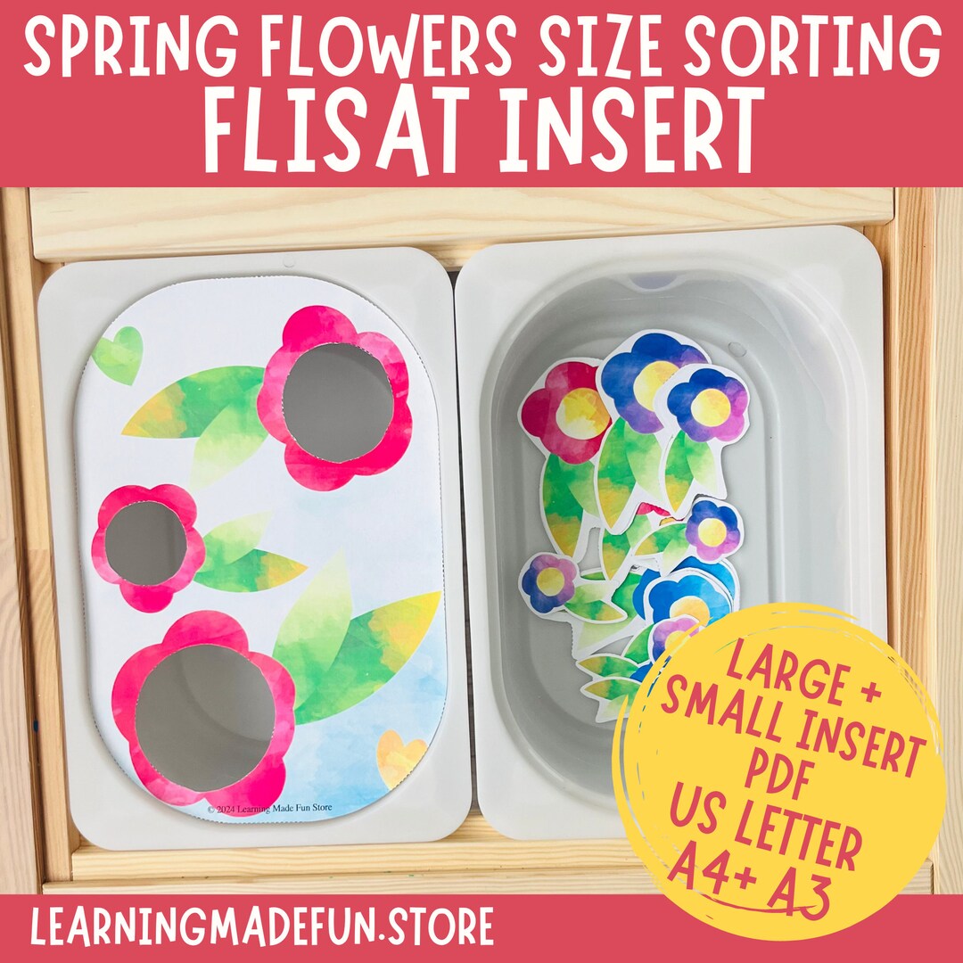 Spring Flower Size Sorting, Printable Flisat Insert, Trofast Insert ...