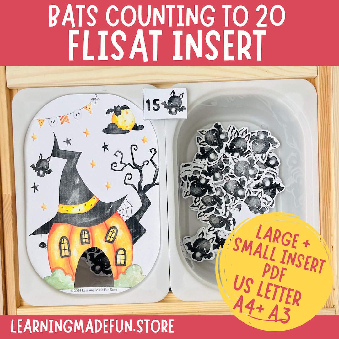 Bats Counting to 20 Printable Flisat Insert, Trofast Insert, Preschool ...