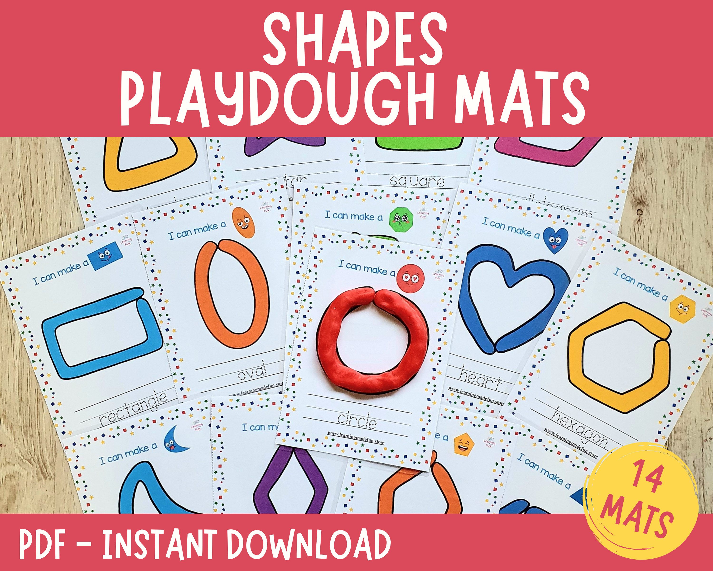 2D Shapes Play Dough Mats Printable Play Doh Toddler - Etsy Canada