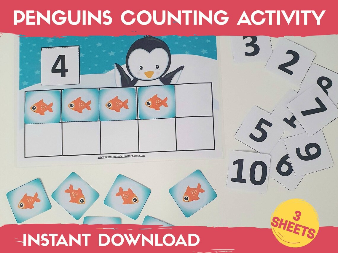 Penguin Counting Activity Numbers 1-10 Count Count | Etsy