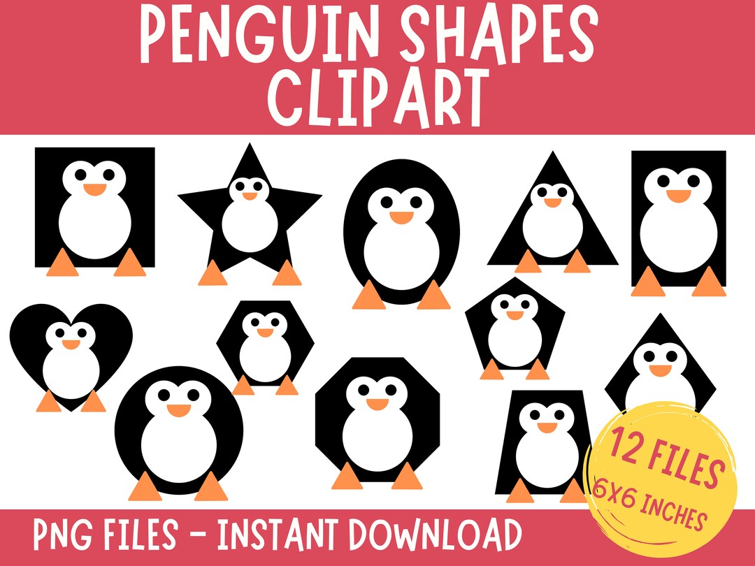 Penguin Shapes Clipart, 2D Shapes Clip Art, Penguins Clipart ...