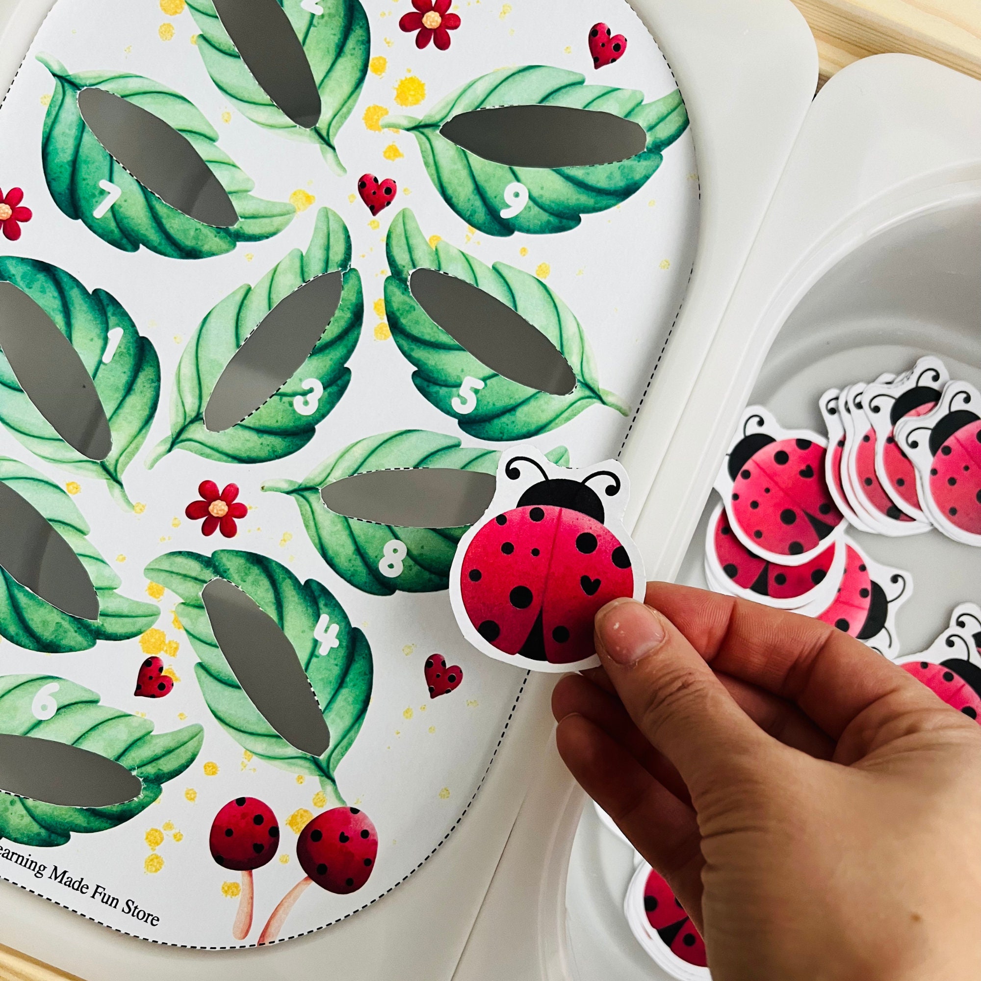 Ladybug Counting Flisat Insert, Preschool Sensory Play (digital ...