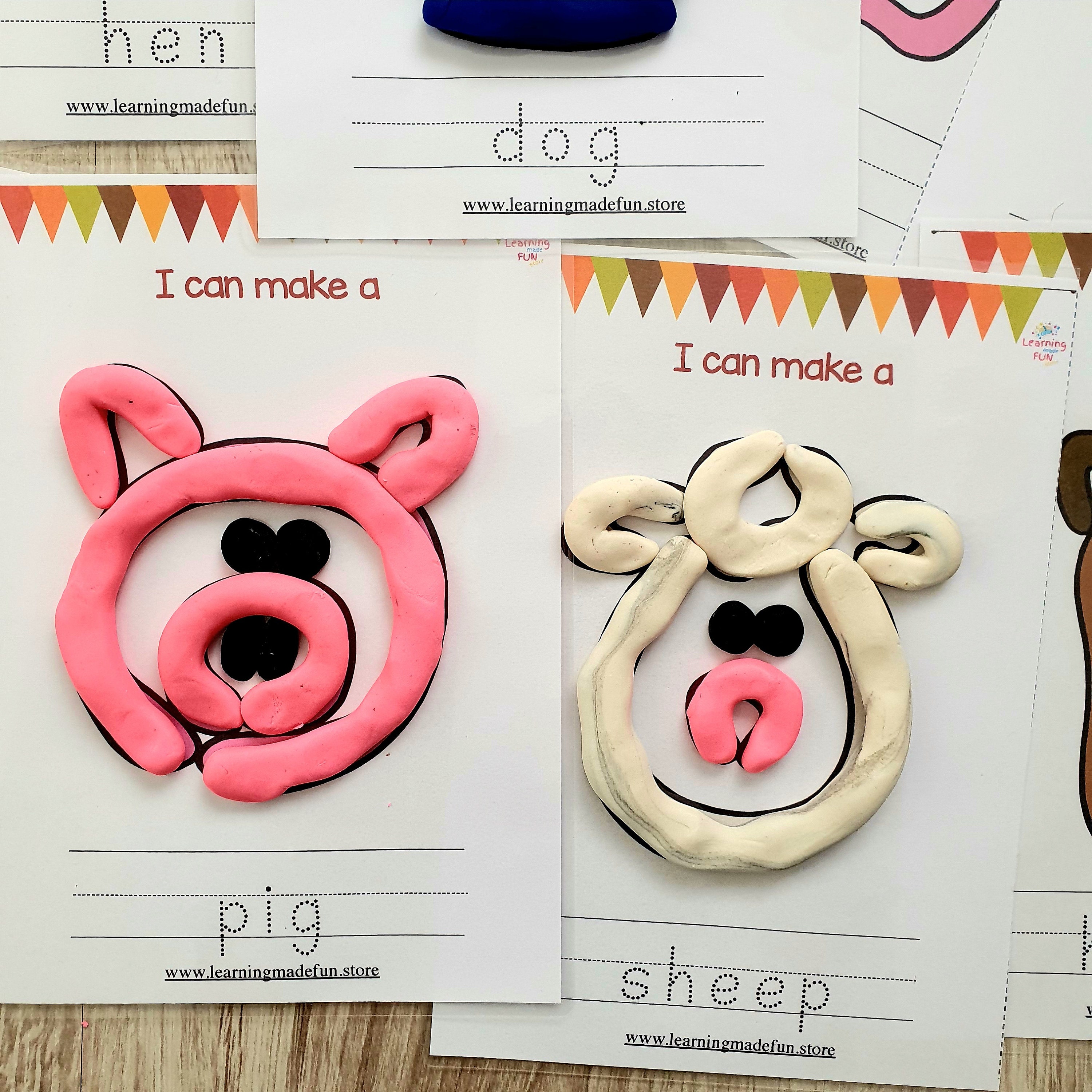 Farm Animals Play Doh Mats Visual Cards Printable Play Dough - Etsy UK