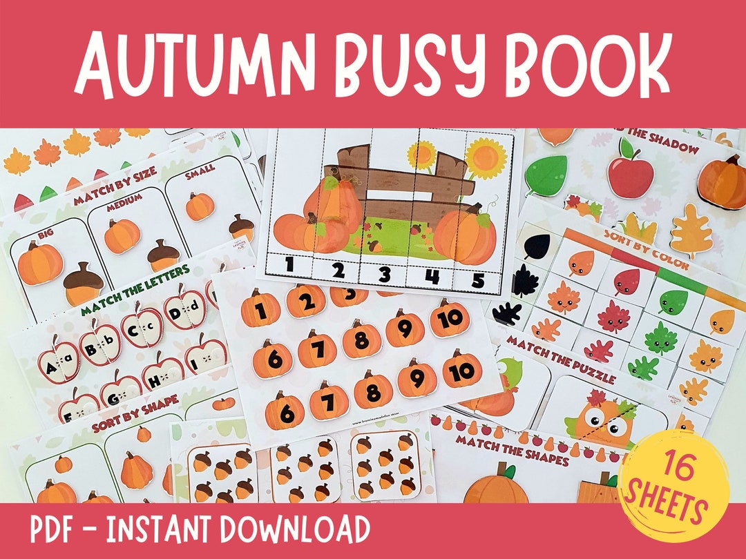 Autumn Toddler Busy Book: Printable Learning Activities (PDF) - Etsy