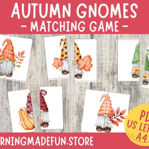 Autumn Matching Game for Kids, Fall Centers Matching Activity, Autumn ...