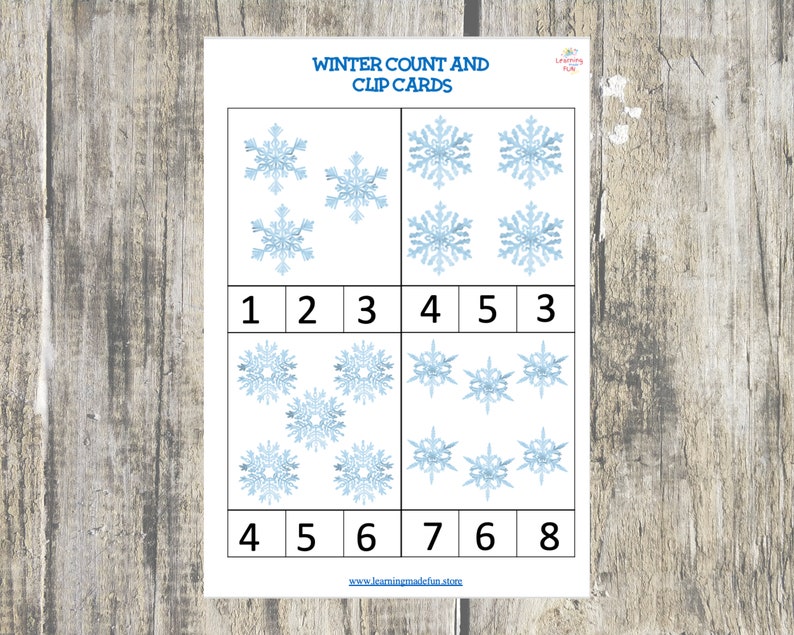 Snowflake Count and Clip Cards: Montessori Math (digital Download) - Etsy