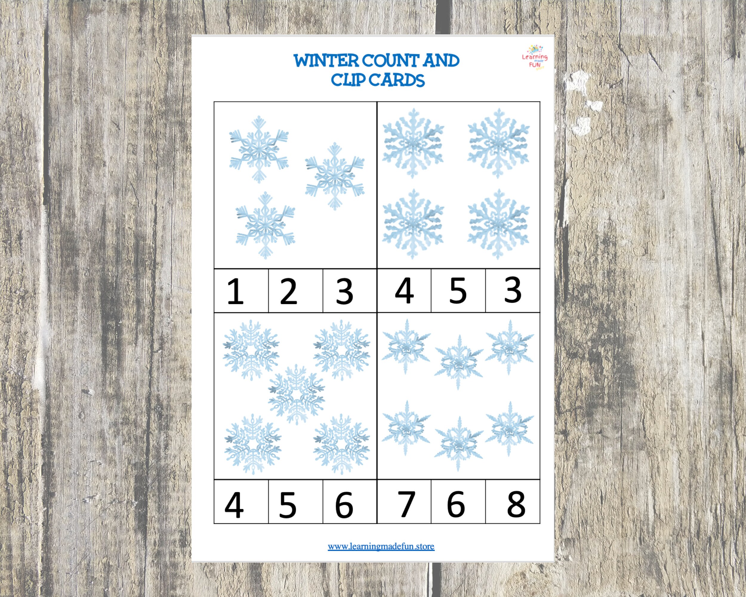 Snowflake Count and Clip Cards: Montessori Math (digital Download) - Etsy