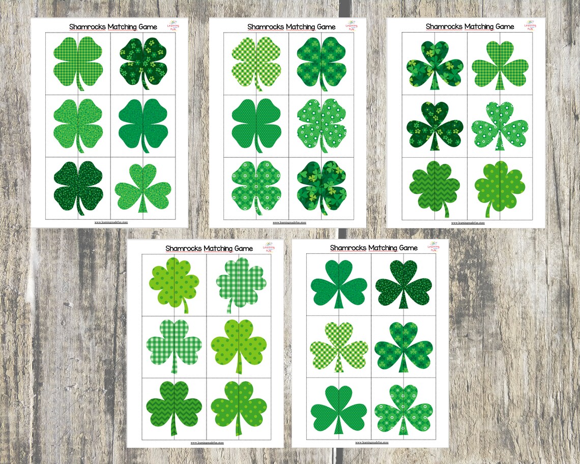 St Patrick Shamrock Matching Game: Toddler Learning Activity (digital ...