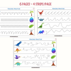 Dinosaurs Tracing Practice, Tracing Strips, Fine Motor Skills, Tracing ...