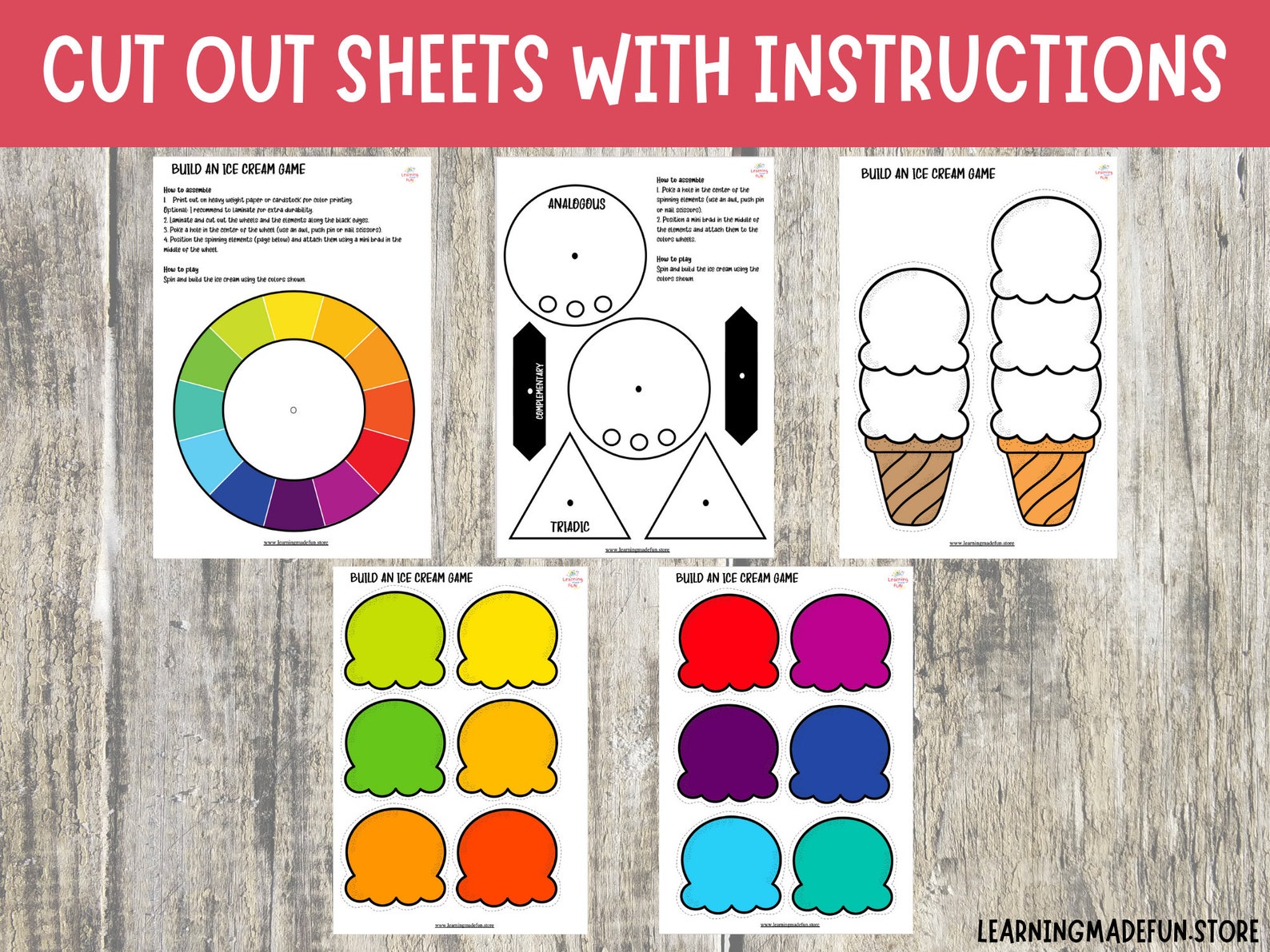 Build an Ice Cream Game Color Wheel for Kids Color Theory | Etsy