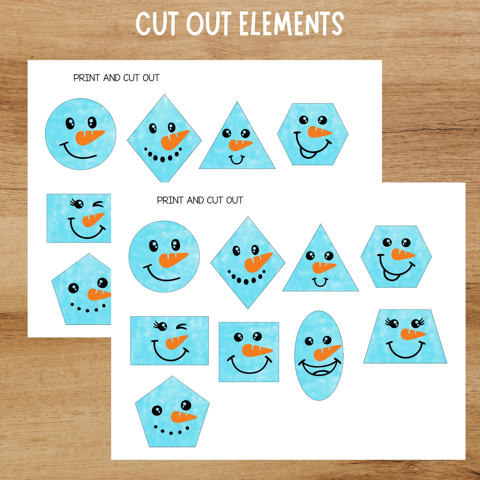 Snowmen Shapes Sorting Flisat Insert: Winter Preschool Activity ...
